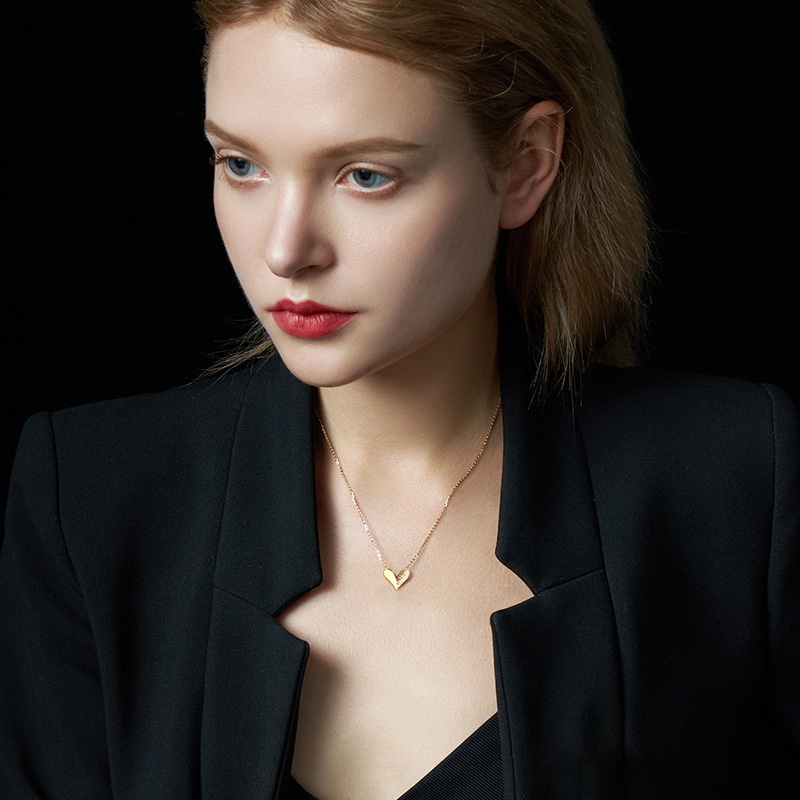 「匠心·純銀項鏈」S925純銀鍍14K金 精緻半滿鑽小愛心項鏈 女 超閃可愛氣質百搭鎖骨鏈 XZM | 蝦皮購物