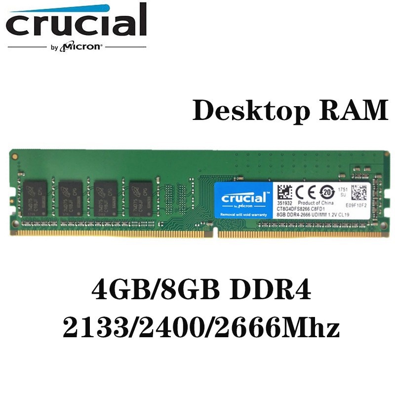 ♥Crucial DDR4 4GB 8GB 2133MHZ 2400Mhz 2666MHZ 臺式機 RAM U- | 蝦皮購物