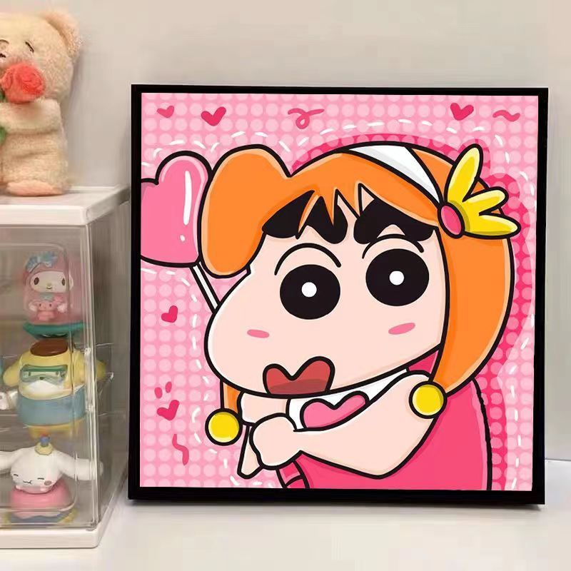 手工鑽石畫 鑽石貼畫蠟筆小新卡通diy鉆石畫可愛自粘手工磚石畫臥室客廳裝飾畫 | 蝦皮購物