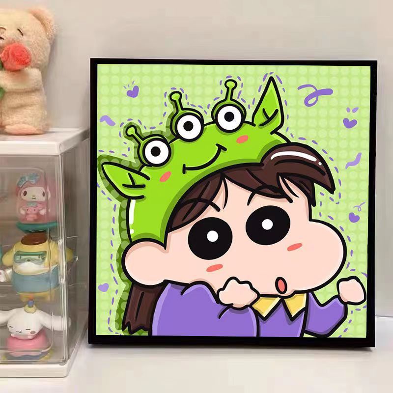 手工鑽石畫 鑽石貼畫蠟筆小新卡通diy鉆石畫可愛自粘手工磚石畫臥室客廳裝飾畫 | 蝦皮購物