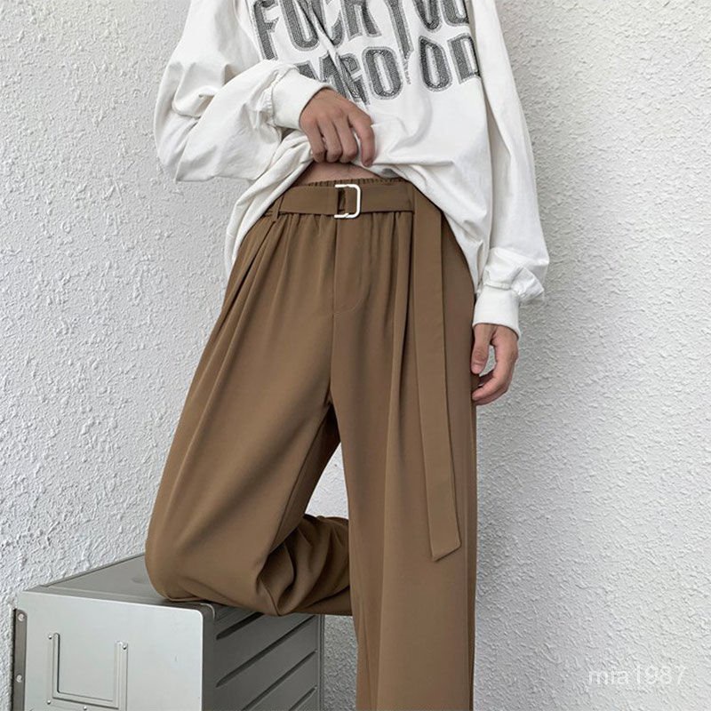 【精品男裝】二更西褲男夏季新款ins痞帥高級感褲子oversize垂墜感棕色西裝褲jioyh COIU | 蝦皮購物