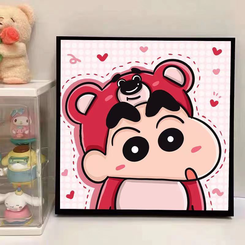 手工鑽石畫 鑽石貼畫蠟筆小新卡通diy鉆石畫可愛自粘手工磚石畫臥室客廳裝飾畫 | 蝦皮購物