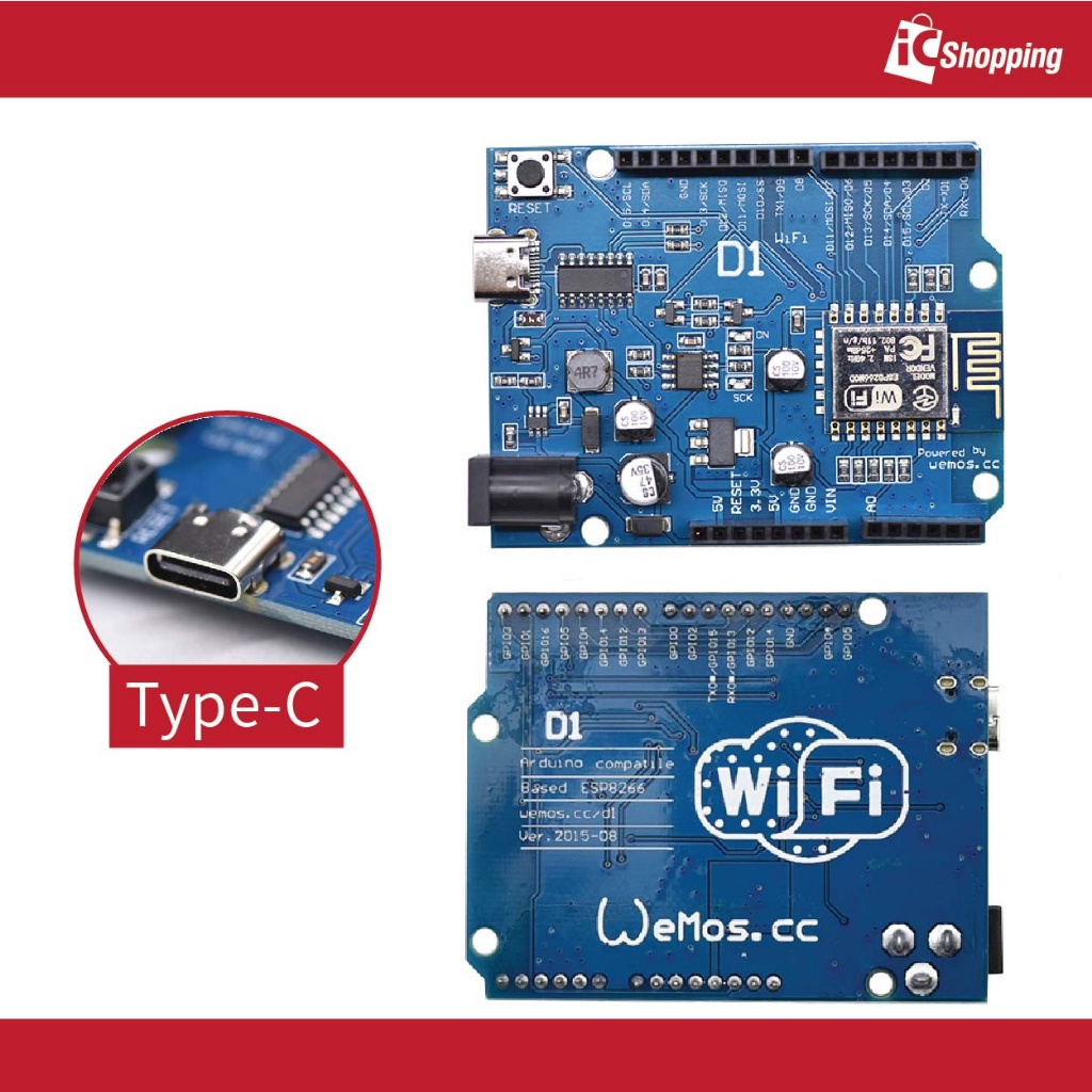 iCshop WeMos D1 Arduino UNO R3 WiFi 開發板 Type-C Micro-USB | 蝦皮購物