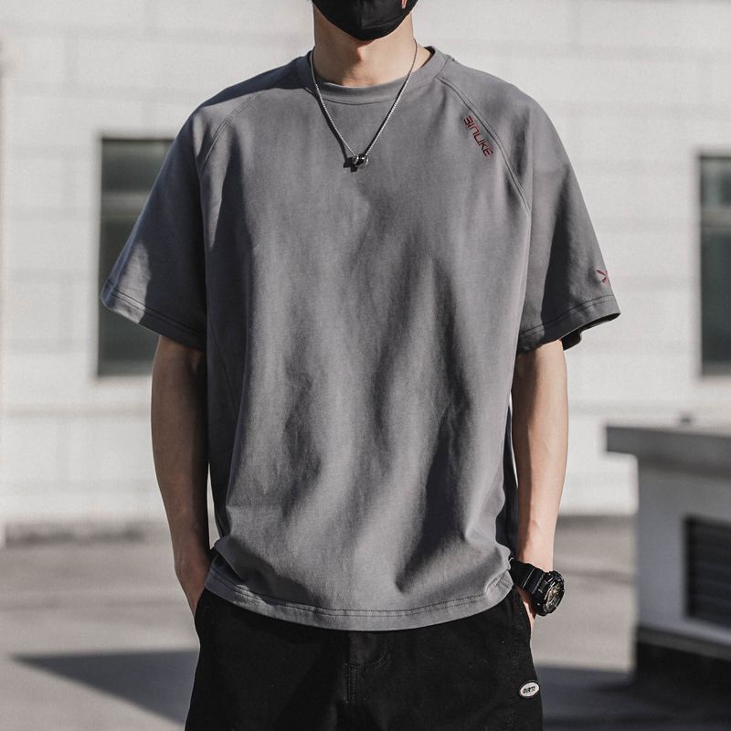 【在路上】 230g純棉男士簡約刺繡t恤 2023夏季新款潮牌圓領百搭寬松純色短袖 | 蝦皮購物