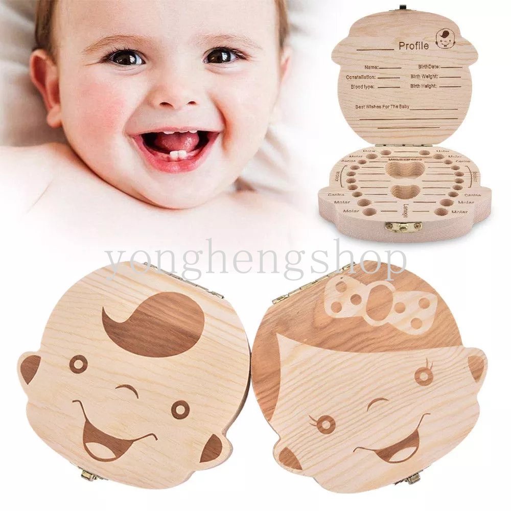 English Wooden Tooth Box Umbilical Cord Collection Baby Milk | 蝦皮購物