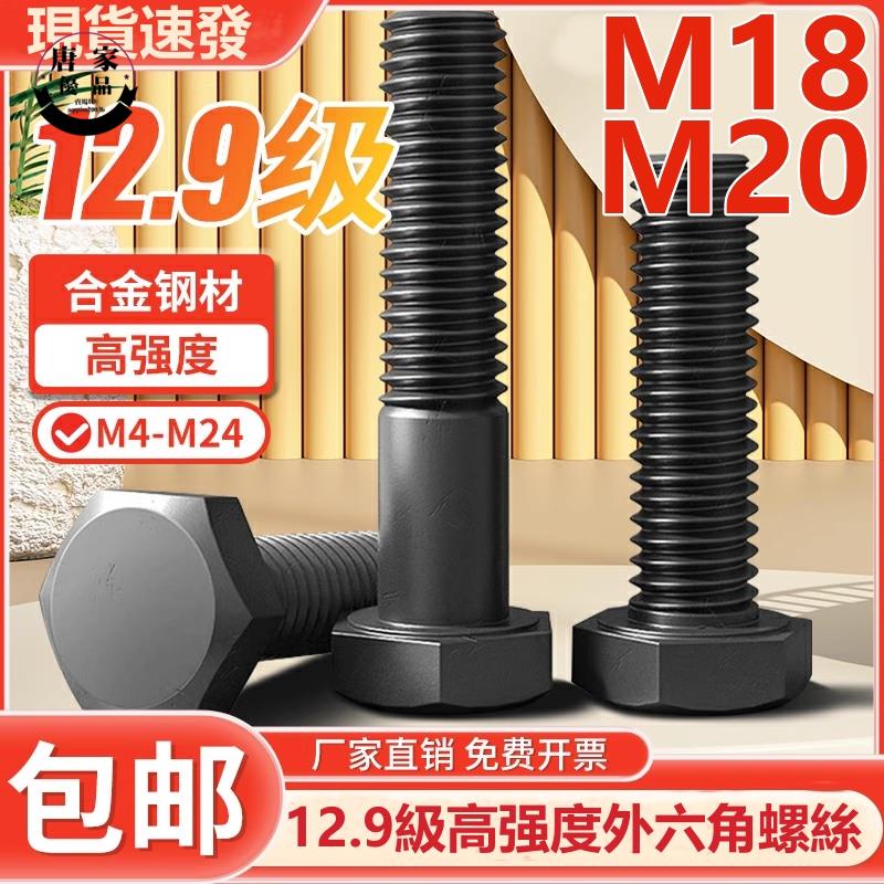 🚚工廠直銷💯（M18 M20）12.9級高強度外六角螺絲加長合金鋼六角頭螺釘螺栓螺桿M18M20tk454 | 蝦皮購物
