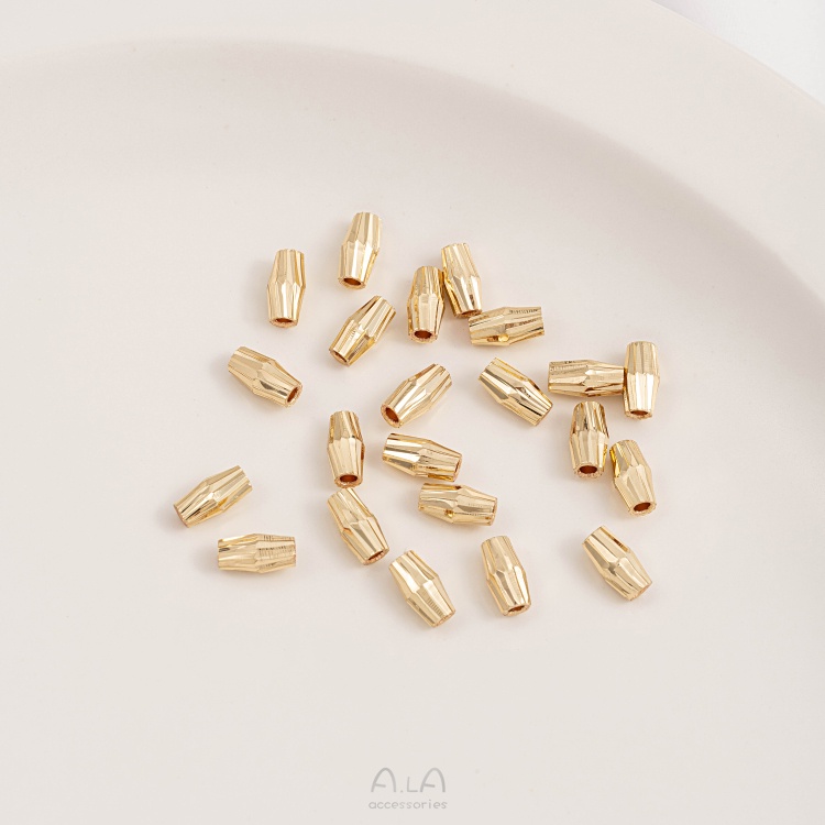 Ala--14K包金保色扭珠管珠批花小圓管隔珠切面直管手工diy飾品散珠材料 | 蝦皮購物