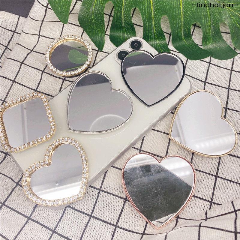 -linchaijen-愛心鏡子 ins可愛愛心鏡子手機氣囊支架桌面支架補妝單面 小鏡子 小型迷你版 | 蝦皮購物