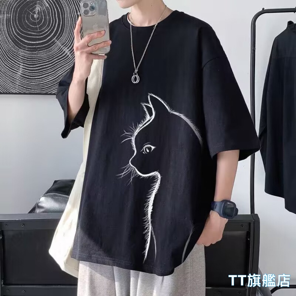 @TT旗艦店 M-8XL 韓版夏天衣服 Oversize 五分袖 短t 情侶裝 t恤 男生衣服 短袖上衣 寬鬆t恤N99 | 蝦皮購物