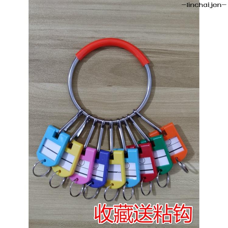 -linchaijen-鑰匙收納盤 創意出租房東大鑰匙扣環圈串鏈盤可貼標籤記編號收納管理神器圓盤 | 蝦皮購物