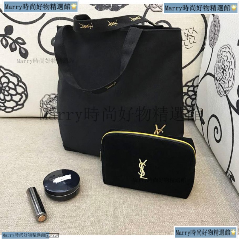 BB46.【熱銷】日本雜誌附錄YSL 經典金色LOGO刺繡帆布包手提包雜誌包托特包購物袋 交換禮物 手提袋 | 蝦皮購物