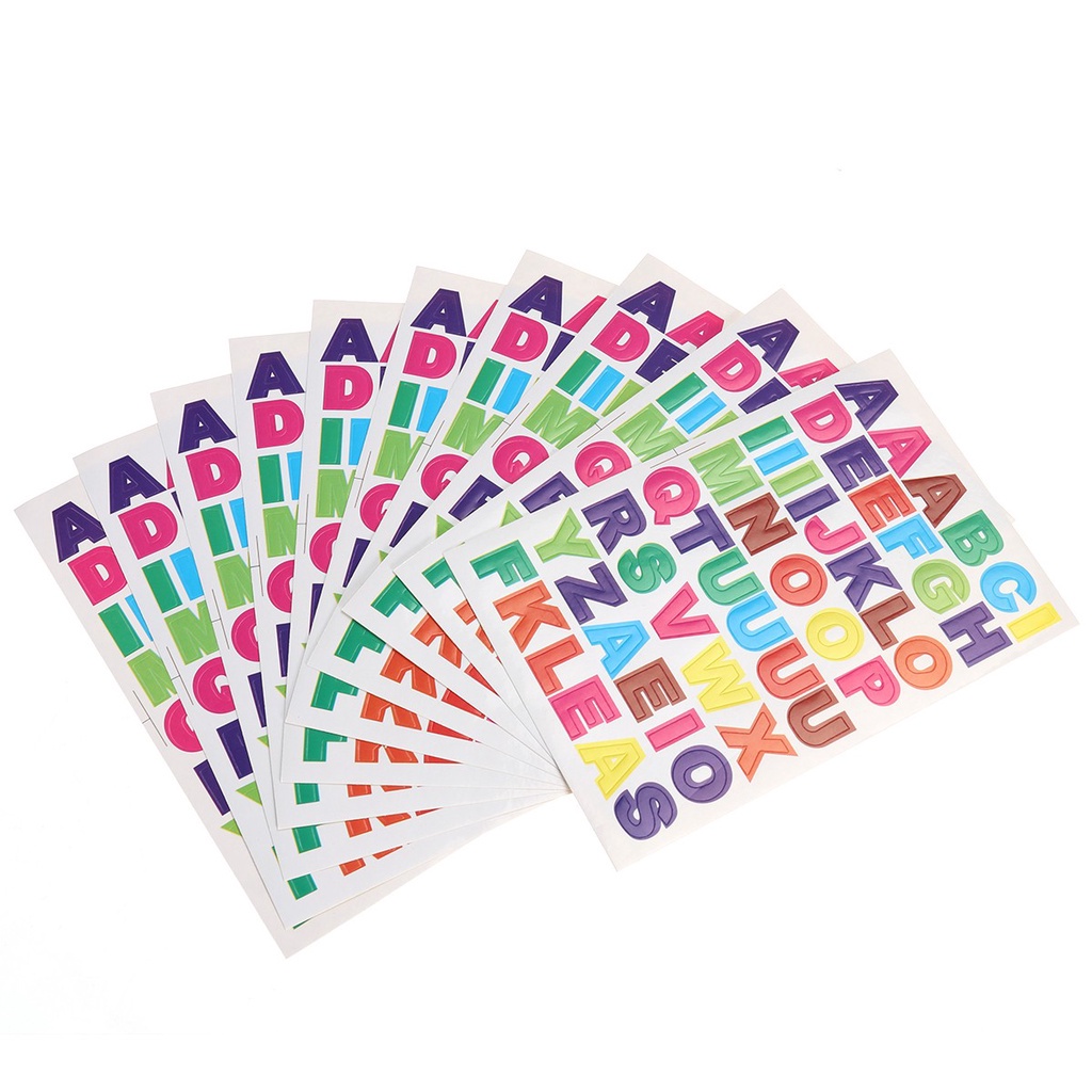 10 Sheet Colorful Letter Stickers Alphabet Stickers DIT Card | 蝦皮購物