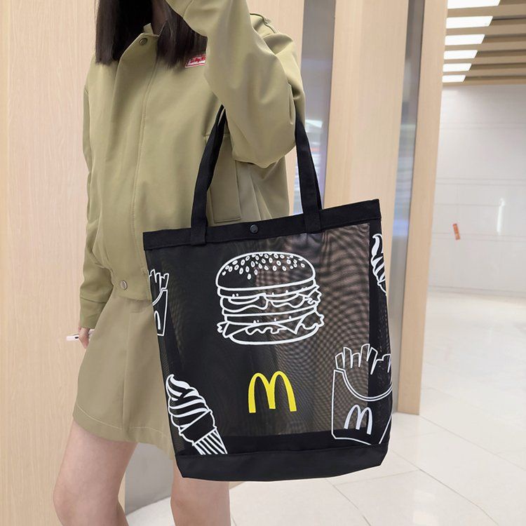 【熱銷款】麥當勞新款包包麥當勞高顏值網紗小型托特包折疊輕便環保購物袋手提 蝦皮購物