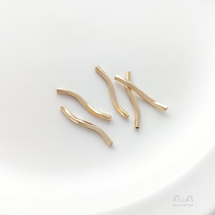 Ala--14K包金保色光面S形彎管空心管diy手鏈項鏈耳環飾品配件手作材料 | 蝦皮購物
