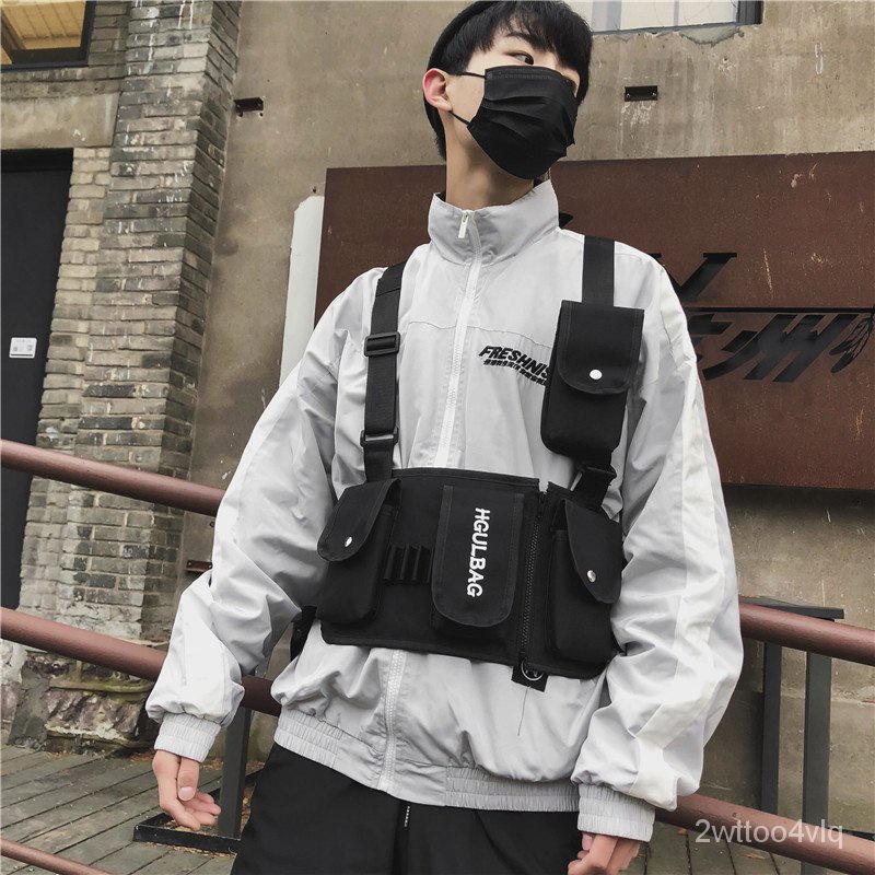 【ChillMan】街頭港風戰術胸包馬甲包工裝男女機能戰術多口袋子彈包原創背心包 | 蝦皮購物