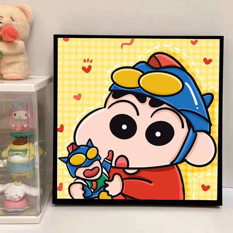 手工鑽石畫 鑽石貼畫蠟筆小新卡通diy鉆石畫可愛自粘手工磚石畫臥室客廳裝飾畫 | 蝦皮購物