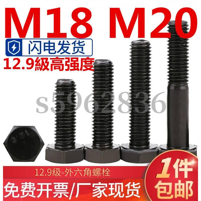 台灣發貨 （M18 M20）12.9級高強度外六角螺絲加長合金鋼六角頭螺釘螺栓螺桿M18M20 | 蝦皮購物