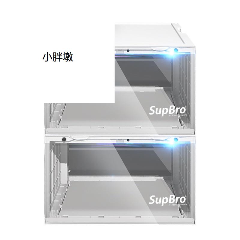 加厚 鞋盒 鞋架 送轉接器 SupBro LED聲控發光鞋盒透明側開橫款AJ球鞋櫃側面展示網紅收便宜又耐用 | 蝦皮購物