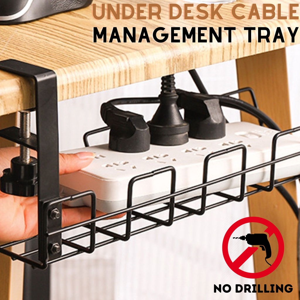 Cable Organiser Under Desk Wire Management Tray for No Drill | 蝦皮購物