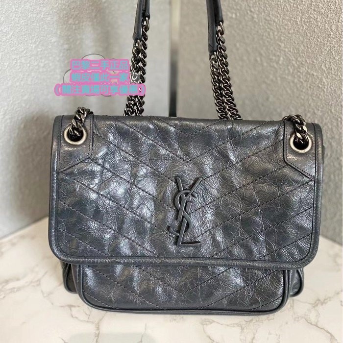 嚴選二手Saint Laurent聖羅蘭YSL NIKI中號灰色郵差包/流浪包/單肩包/斜背包498894 | 蝦皮購物
