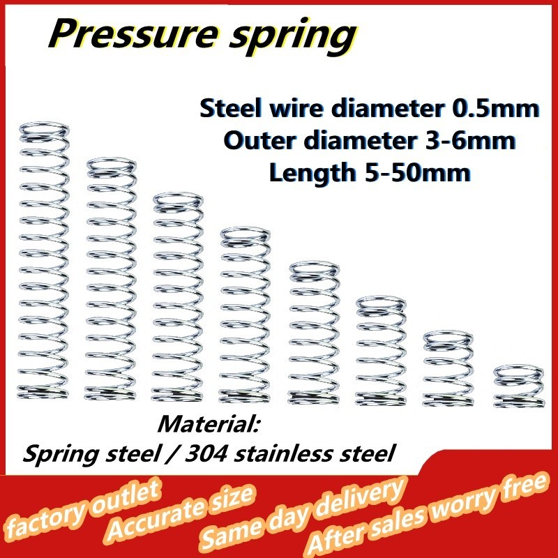 [AZY]5pcs Sus304彈簧鋼d0.5mm外徑3-6mm壓力彈簧長度5-50mm壓縮彈簧 | 蝦皮購物