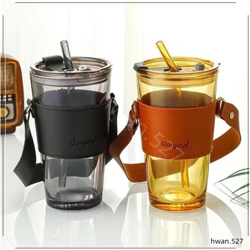 熱賣熱款玻璃吸管杯 450ML超大容量咖啡杯 咖啡隨行杯 吸管水杯 環保杯 大象杯 玻璃水壺 INS雙飲玻璃杯 保溫杯L | 蝦皮購物