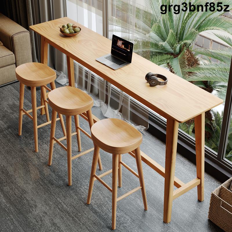 吧檯桌 吧檯椅 邊桌 長桌 高腳桌 實木桌子 簡約風 餐桌 中島桌定制 實木吧臺桌椅家用原木色高 | 蝦皮購物