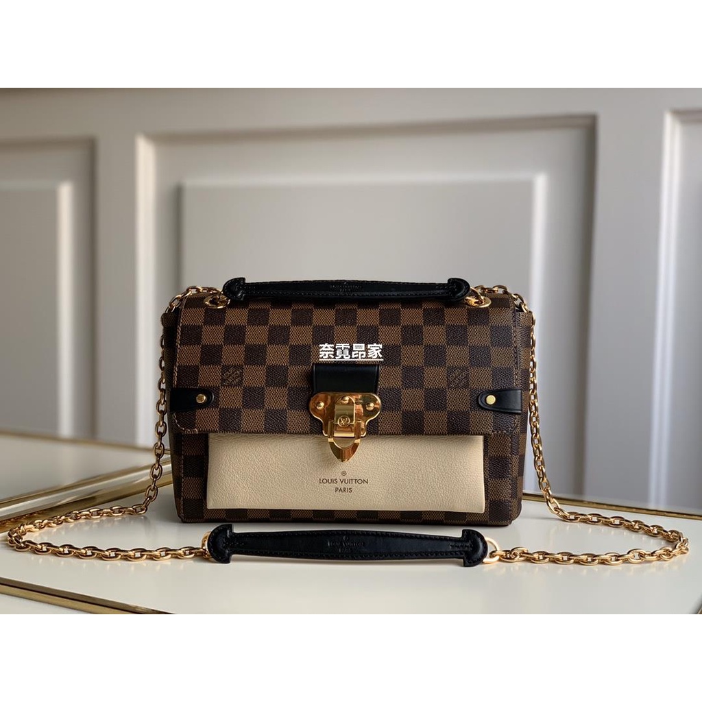 二手Louis Vuitton LV Vavin棋盤格小號鏈條包 N40113奶白色 | 蝦皮購物