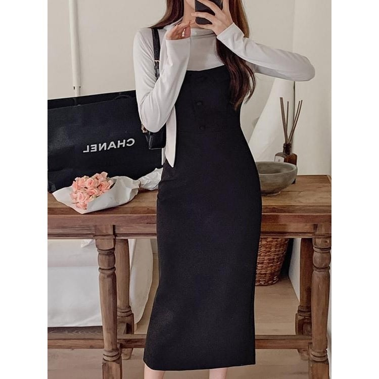 Codibook｜韓國 ANOTHER TWEE 方領吊帶洋裝[預購]長洋裝 吊帶裙 女裝 | 蝦皮購物