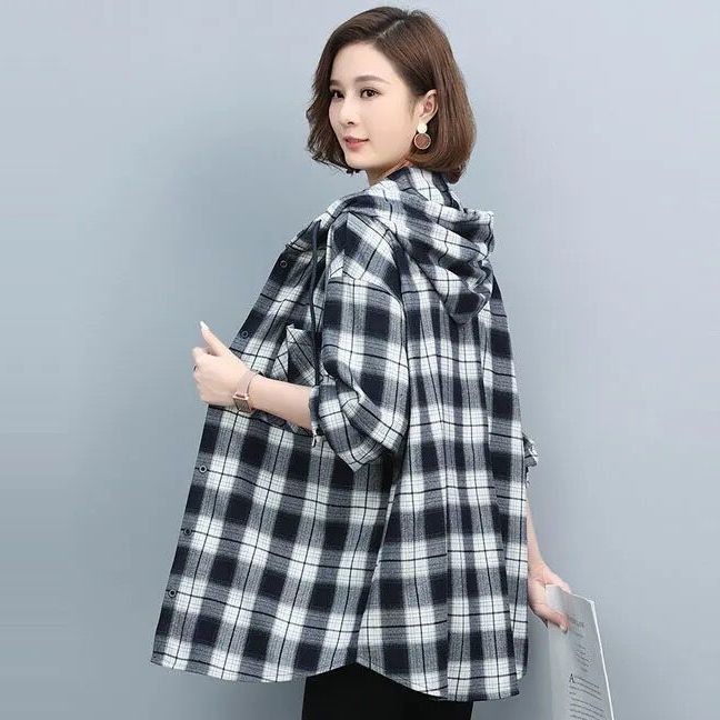 【M-5XL大尺碼】大尺碼上衣 長袖襯衫 上衣 寬鬆顯瘦300斤胖MM格子襯衫女2024春秋顯瘦遮肉寬松大碼休閑洋氣襯衣 | 蝦皮購物