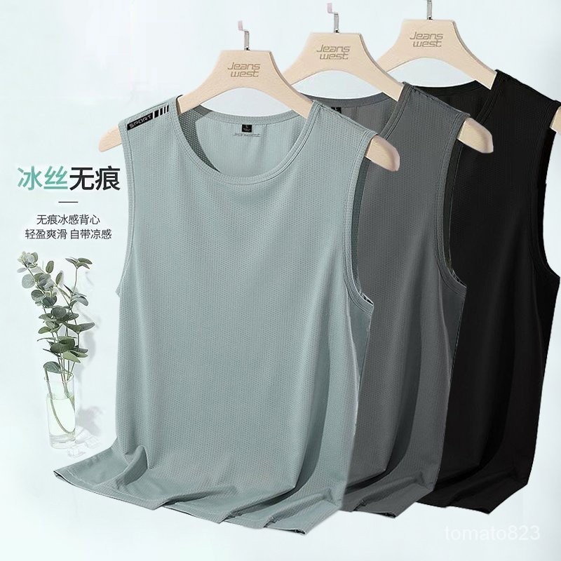 M-5XL 2024新品夏季冰絲無痕冰感男士柔軟透氣背心 | 蝦皮購物