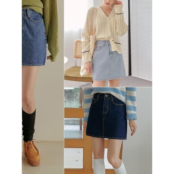 【Codibook】韓國 common unique 高腰A字牛仔迷你裙[預購]裙子 女裝 | 蝦皮購物