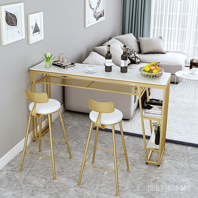 免運 可開發票 吧臺桌 巖板吧檯桌 高腳桌北歐鐵藝吧臺傢用簡約現代大理石高腳長條窄酒吧高吧桌椅組閤 靠墻吧臺 餐桌 | 蝦皮購物