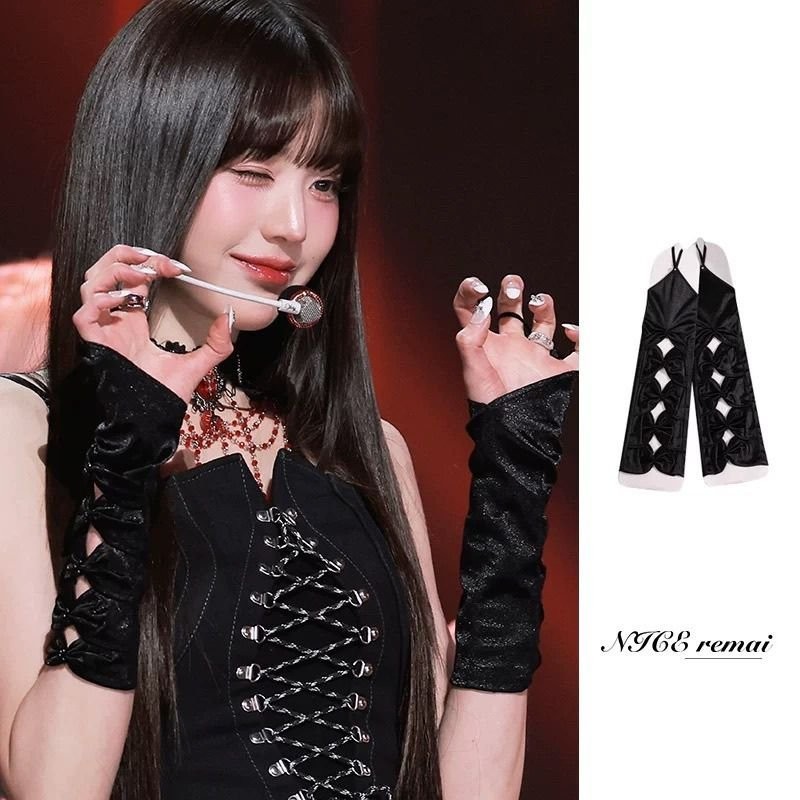 【臺灣優選 】張元英衕款手套 kpop女團舞臺錶演韆禧辣妹jk少女cos露指手臂袖套 綁帶手套女生Y2K手套千禧辣妹手套 | 蝦皮購物