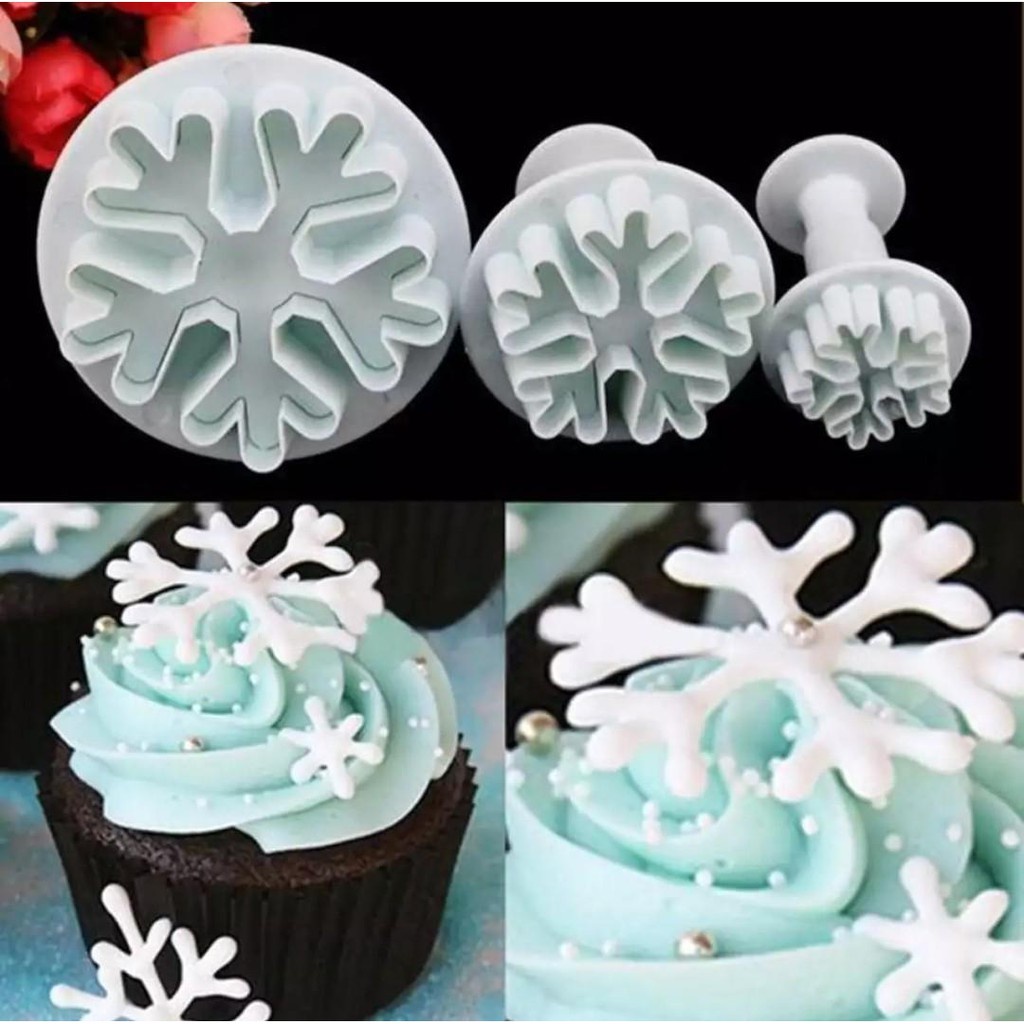 Snowflake plunger cutter frozen frost cookie cutters | 蝦皮購物