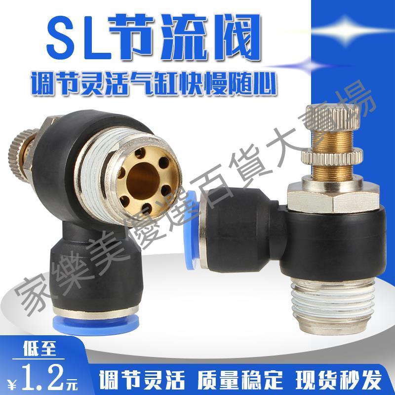 公司貨氣動氣缸調速單向限流節流閥SL4-M5/6-01/8-02/10/12-03氣管接頭 | 蝦皮購物