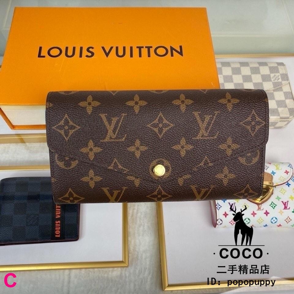 CoCo二手 LV 路易威登 SARAH 經典老花 長款 翻蓋 信封錢包/長夾/手拿包/皮夾 M60531 現貨 | 蝦皮購物