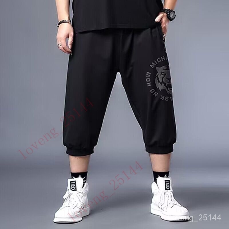 140公斤 8XL大尺碼束腳褲男 胖子中彈力運動褲 七分褲男夏季胖子加肥加大碼男士短褲休閒運動寬鬆束腳潮男褲子 | 蝦皮購物