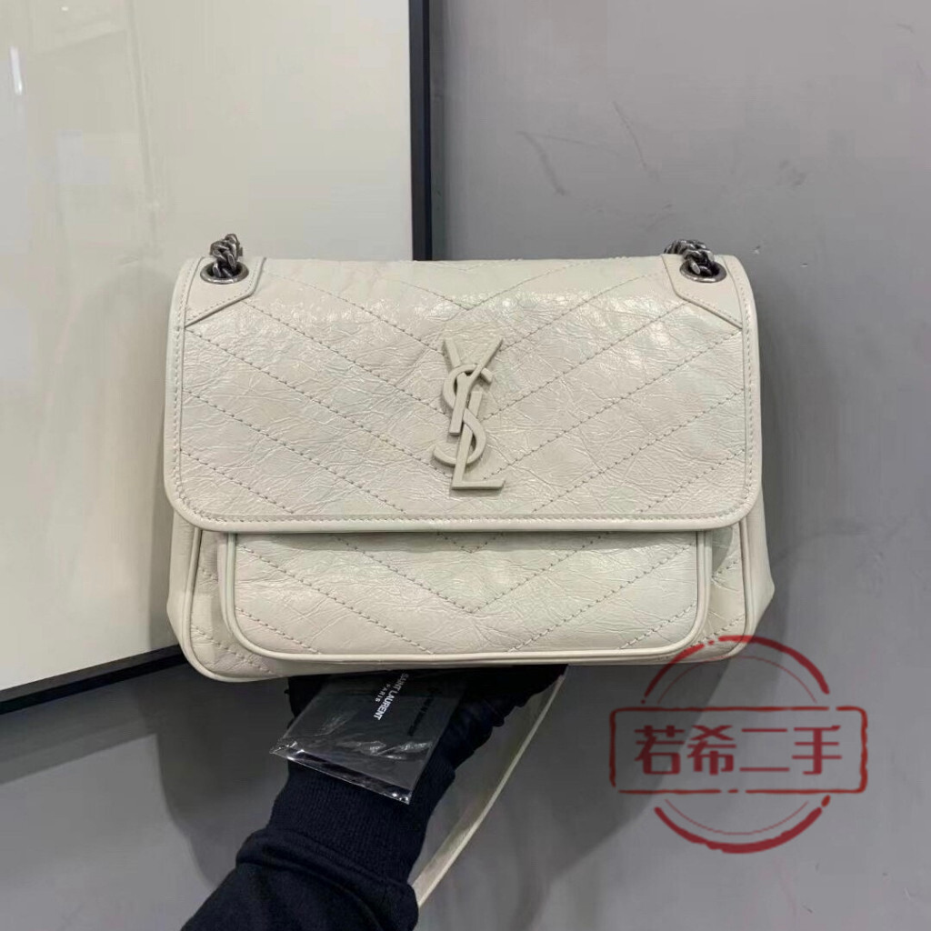 二手 YSL 聖羅蘭 NIKI 中號 奶昔白 郵差包 流浪包 單肩包 斜背包 633158 | 蝦皮購物