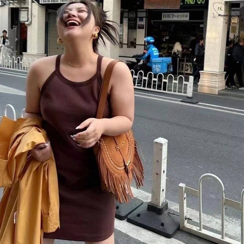 【Y·J】XL-5XL 大尺碼 吊帶裙 連身裙 性感大碼吊帶裙女胖mm辣妹風藏肉膝蓋長度內搭連衣裙 | 蝦皮購物