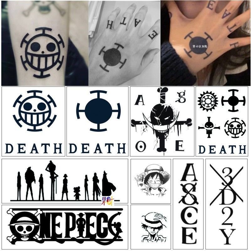 草本紋身貼 半永久洗不掉不反光 海賊王特拉法加羅手背英文 UYRF | 蝦皮購物