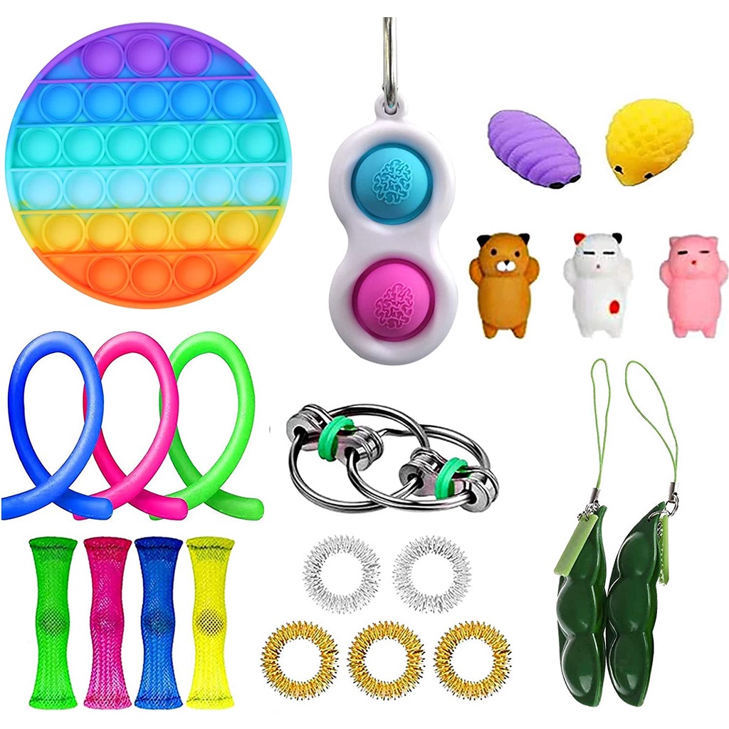 Pop it Fidget Toys Set,Cheap Sensory Toys Pack for Kids Adul | 蝦皮購物