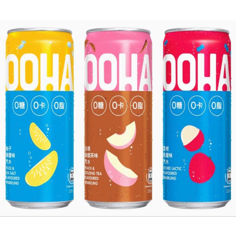 OOHA 氣泡飲 荔枝乳酸 柚子海鹽 水蜜桃烏龍 檸檬蜂蜜 易開罐 330ml 24入 | 蝦皮購物