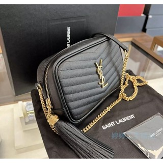 二手精品 YSL 聖羅蘭 612579 YSL Lou mini 流蘇相機包 粒面壓花 鏈條包 單肩包 斜挎包 | 蝦皮購物