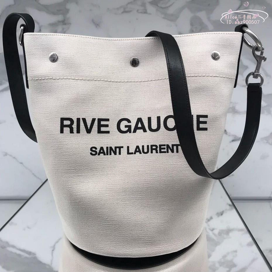 二手YSL RIVE GAUCHE 經典 帆布 水桶包 肩背包 斜跨包 女生包包 字母包 99新 | 蝦皮購物