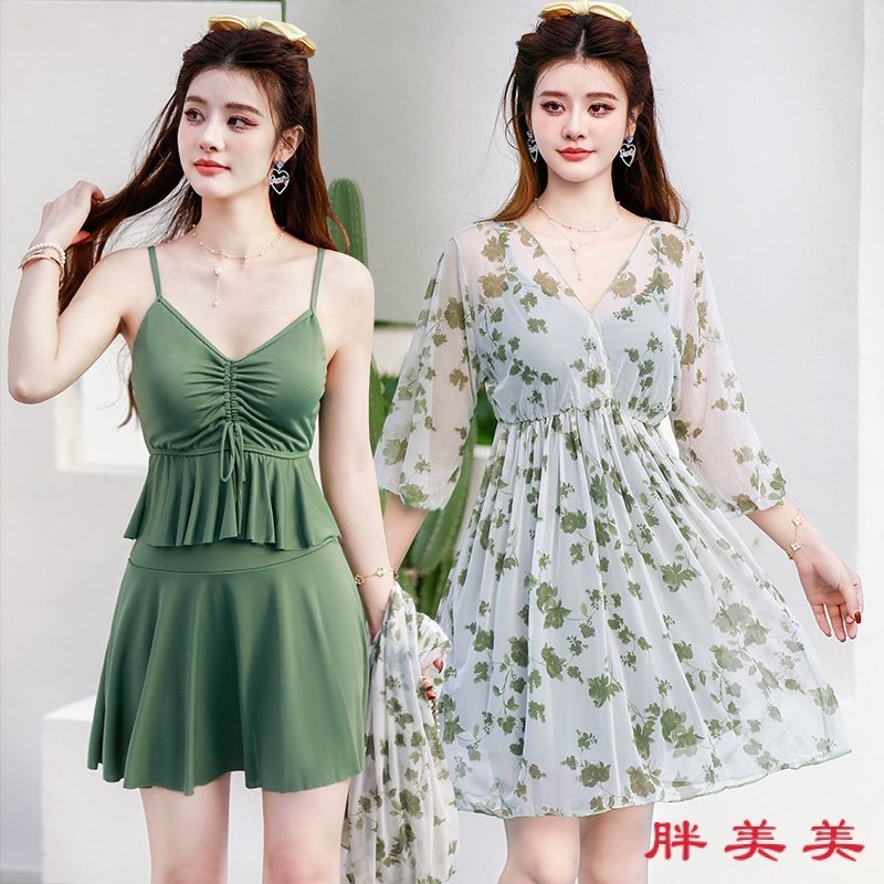 【M-5XL大尺碼】大尺碼泳衣 泳衣女 顯瘦泳衣 連體泳衣2024年新款大碼泳衣女胖MM 200斤分體三件套性感顯瘦遮肚 | 蝦皮購物