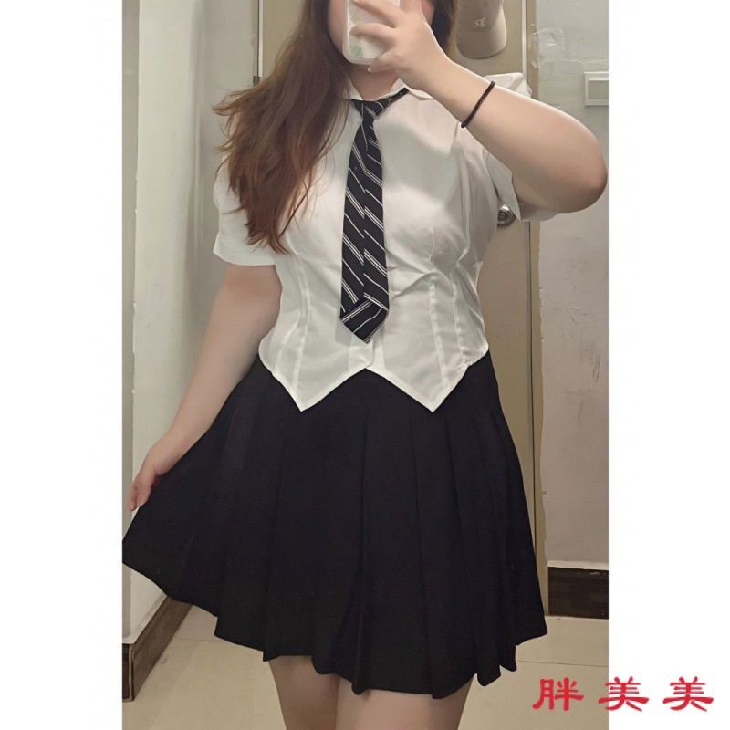 【M-5XL大尺碼】大尺碼短裙 百褶裙 jk 夏季大码胖mm百褶裙女高腰显瘦遮肉梨形身材A字西装面料学院风 | 蝦皮購物