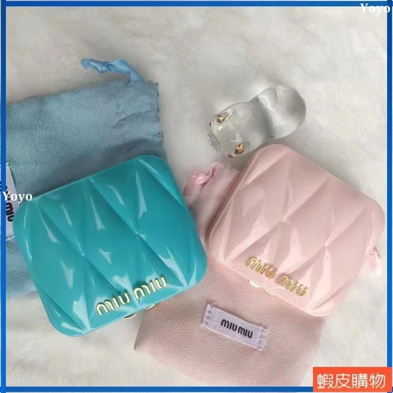 Yoyo丿小清新粉藍雙色雙面鏡~MIUMIU專櫃贈品ins隨身大牌化補妝便攜鏡子may95061 | 蝦皮購物