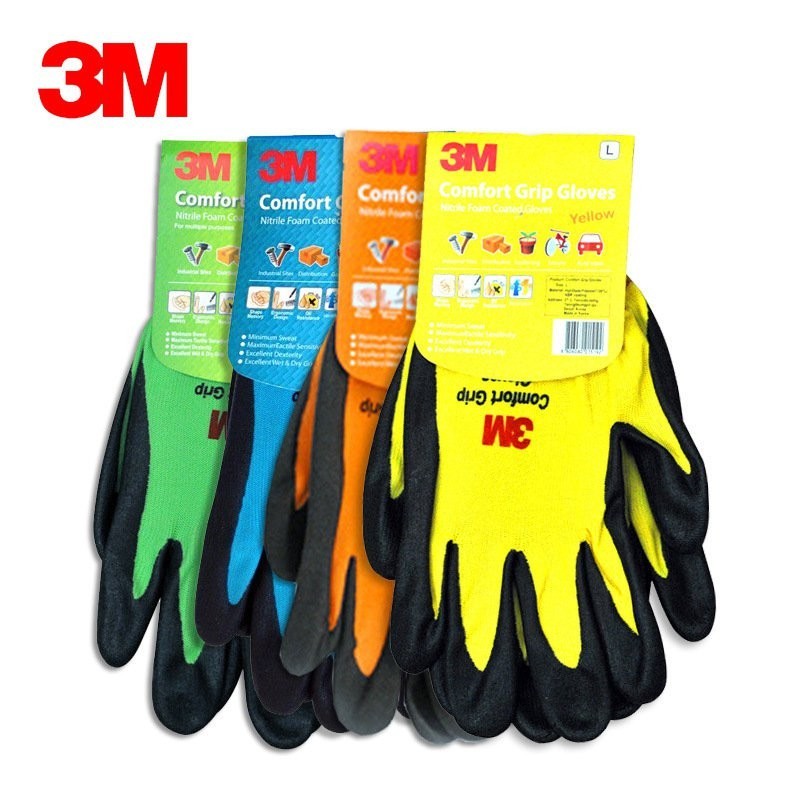 ⭐臺灣現貨⭐3M舒適型防滑耐磨手套 工作手套 止滑手套 NBR手套 防滑手套 浸膠手套 耐用手套 手套 | 蝦皮購物