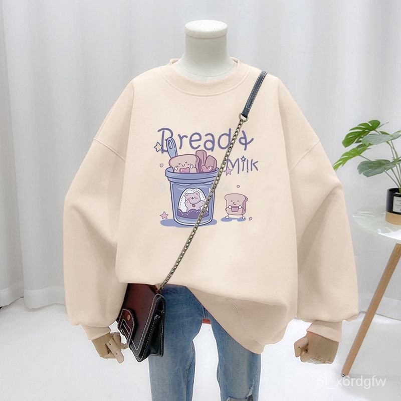 ART♣M-4XL多色可選~純棉大尺碼上衣可愛印花衛衣胖mm寬鬆大碼純棉衛衣女秋冬季設計感小衆情侶裝無帽外套ins上衣 | 蝦皮購物